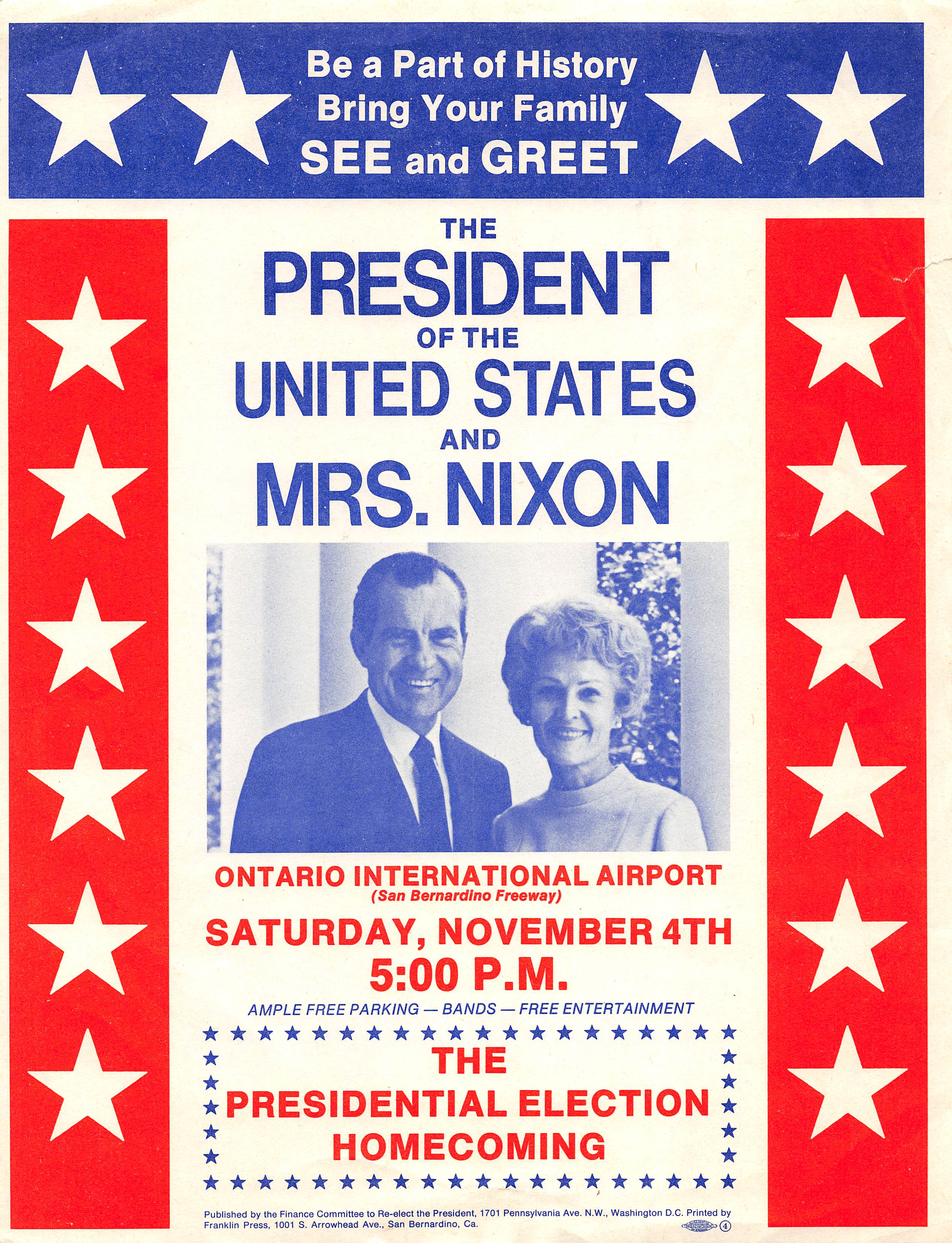 President Richard Nixon Presidential Election Homecoming Vintage Polit ...