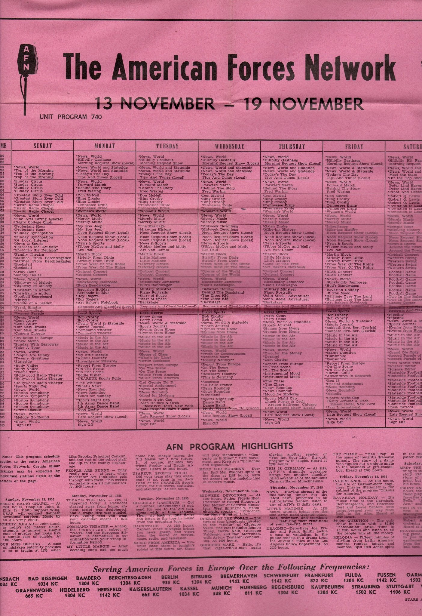 American Forces Network Korean War Radio Broadcast Schedule Poster 1955 – Ephemera Finds