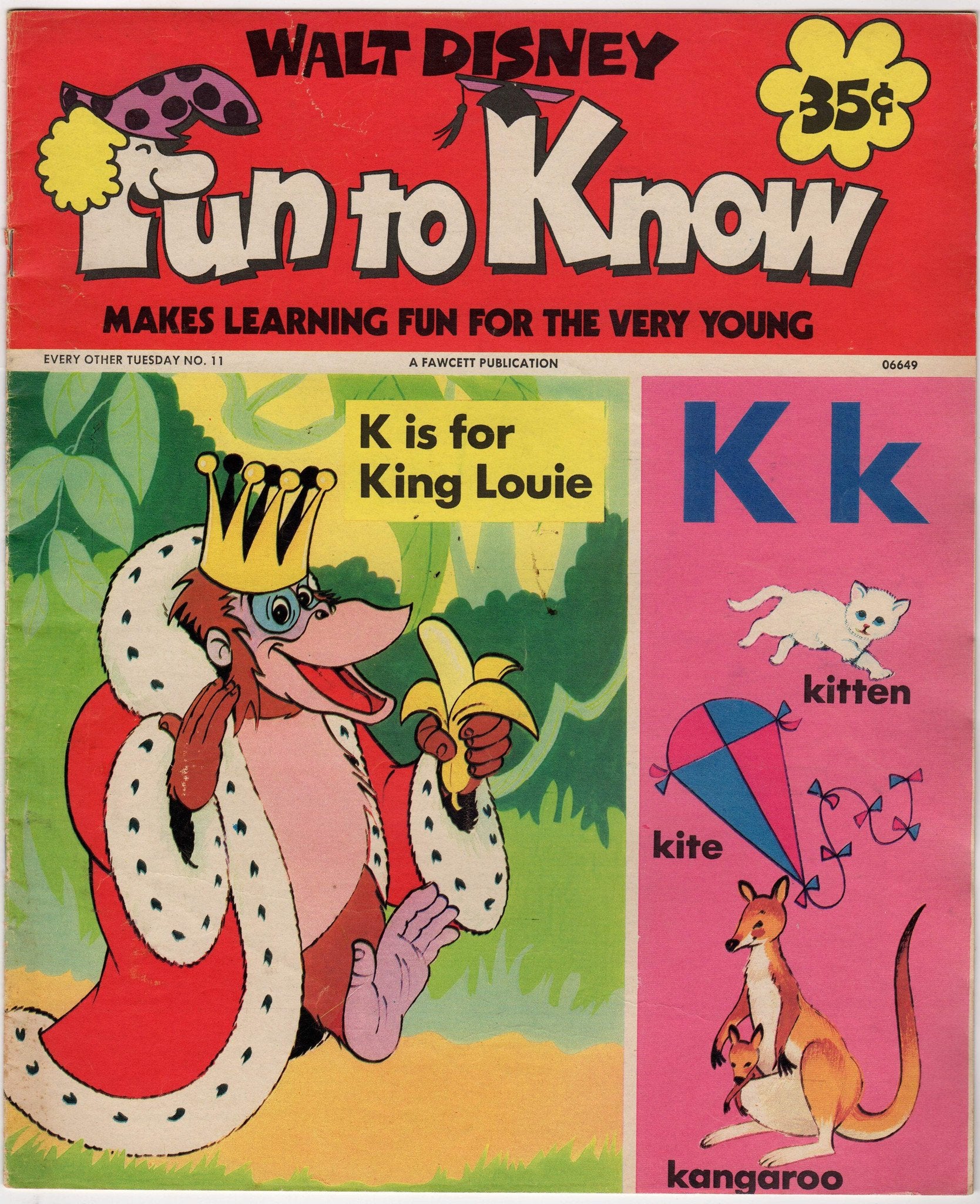 Walt Disney Alphabet K Is For King Louie Kids Education Cartoon Book ...