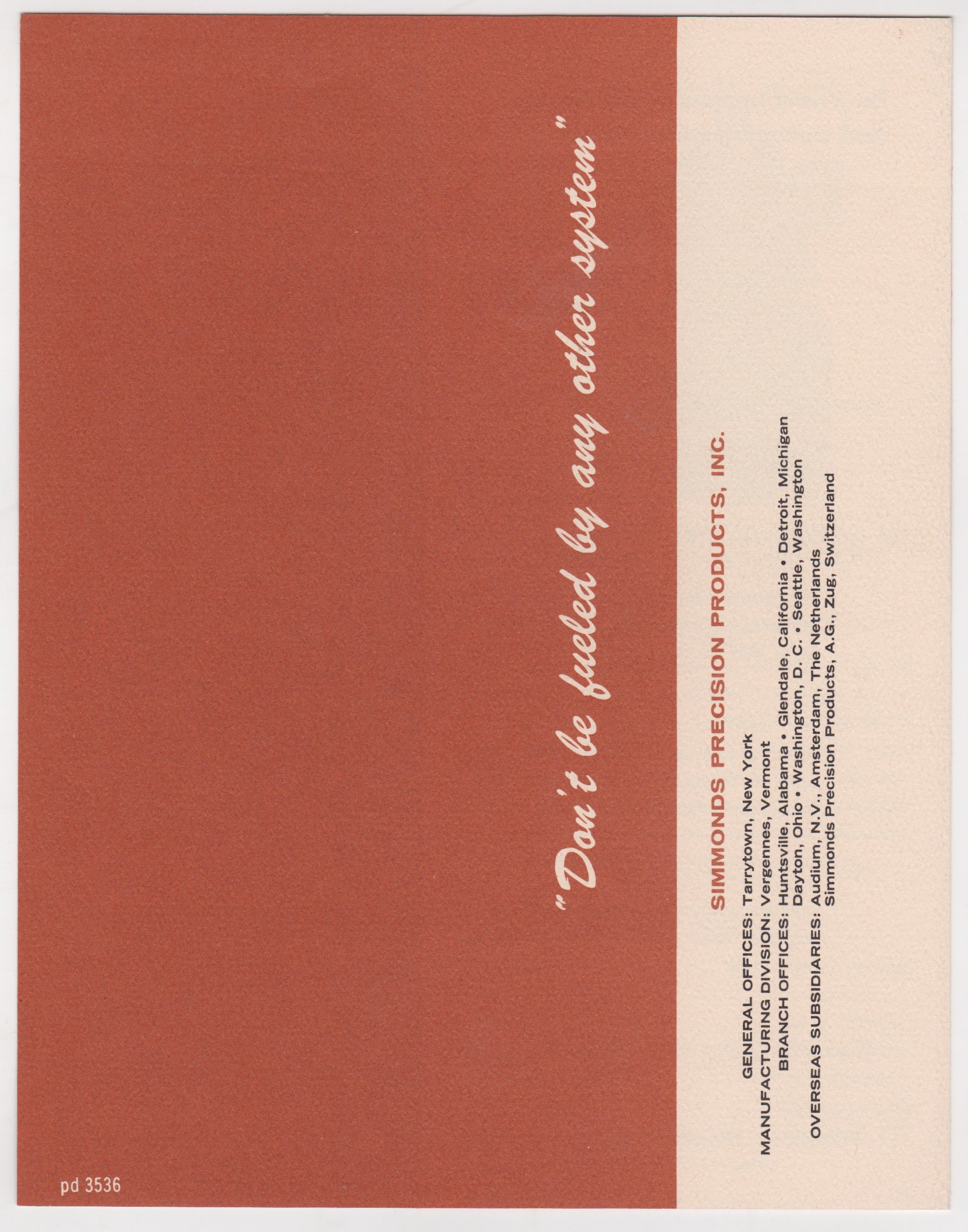 Simmonds Precision Fuel Injection Engines Vintage Advertising Brochure ...