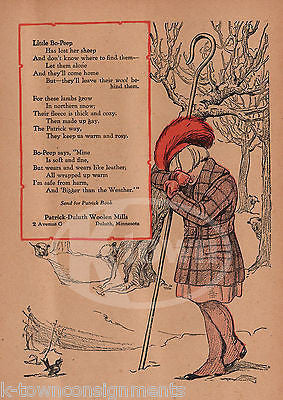 LITTLE BO PEEP LOST SHEEP POEM ANTIQUE NURSERY RHYME GRAPHIC ILLUSTRAT ...