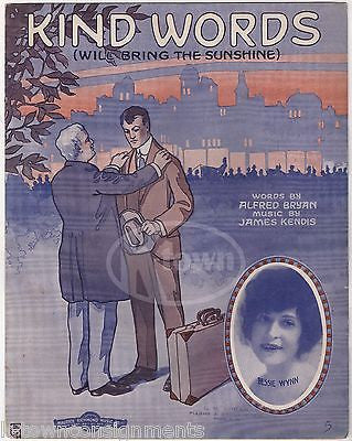 Bessie Wynn Kind Words Will Bring the Sunshine Antique Illustrated She ...