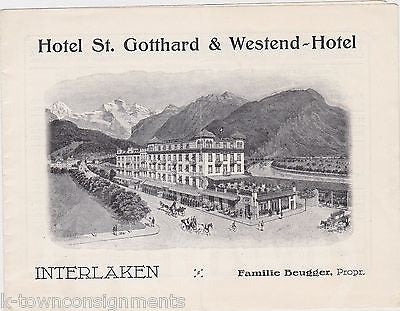 St Gotthard & Westend Hotel Kulm Germany Vintage 1930s Graphic Adverti ...