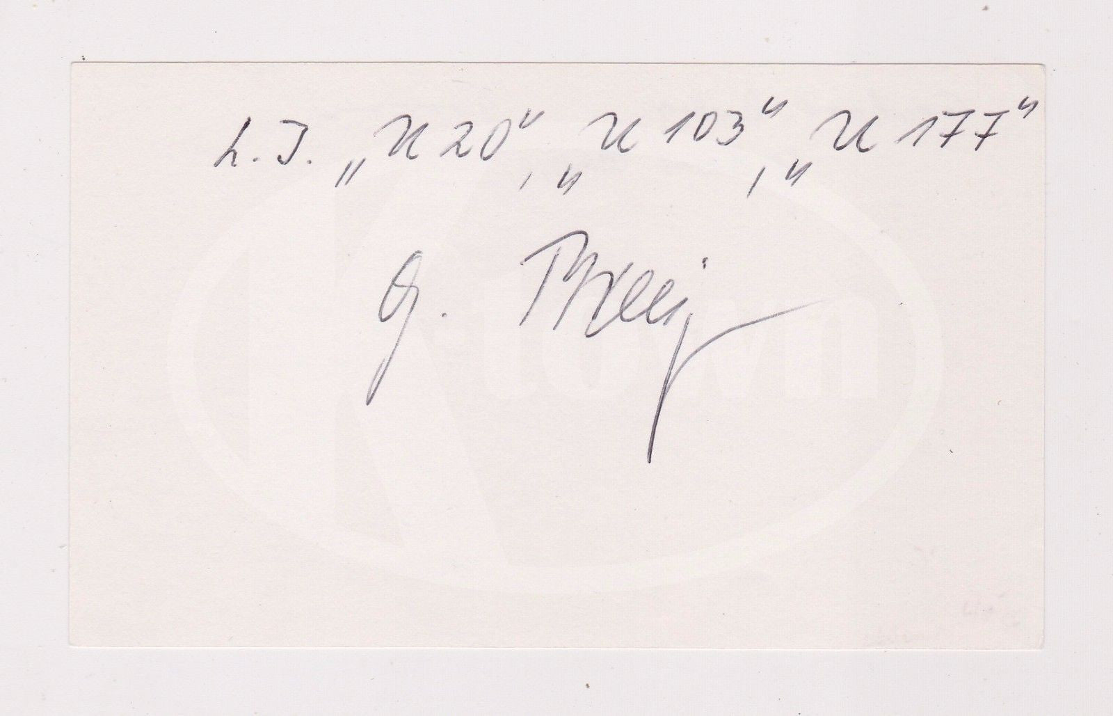 Gerhard Bielig German WWII U Boat Captain Original Autograph Signature ...