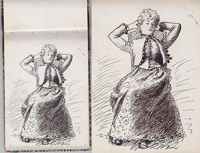 Victorian Portrait Studies Original Antique Ink Drawings Sketch Book L ...
