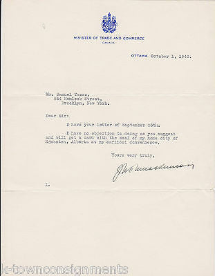 James MacKinnon Canadian Minister of Trade Commerce Original Autograph ...