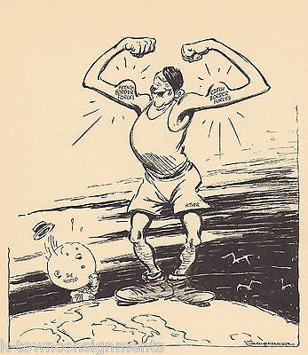 Adolf Hitler Flexing Popeye Muscles Vintage WWII Graphic Art Political ...