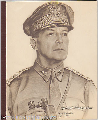 General Douglas Macarthur Vintage WWII Lithograph Art Notebook by Carl ...