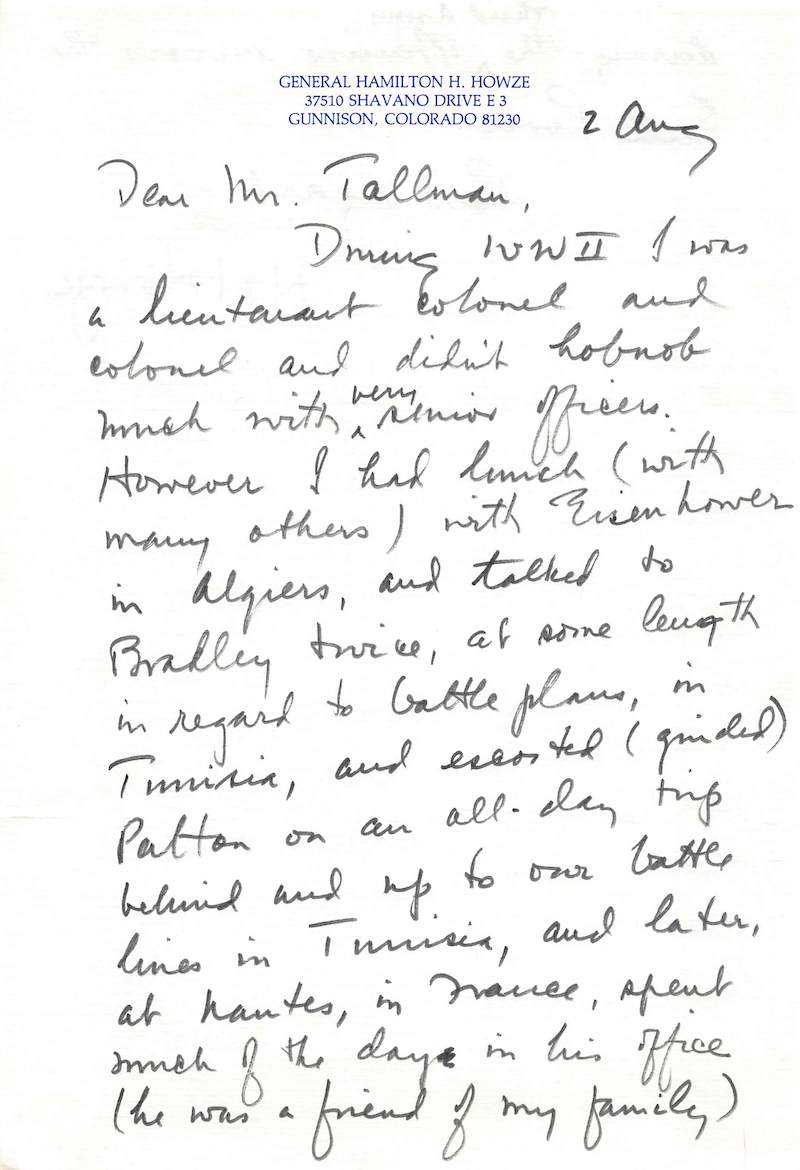 General Hamilton Howze Autograph Signed WWII Eisenhower Patton Letter ...