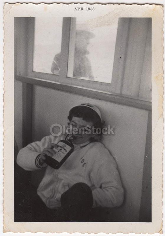 Drunk College Girl Goofy Drinking Fun Vintage Americana Snapshot Photo ...
