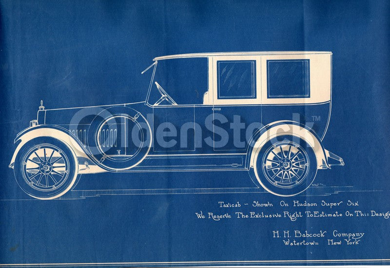 Hudson Super Six Taxi Cab Antique Automobile Design Blueprint Poster 1 ...