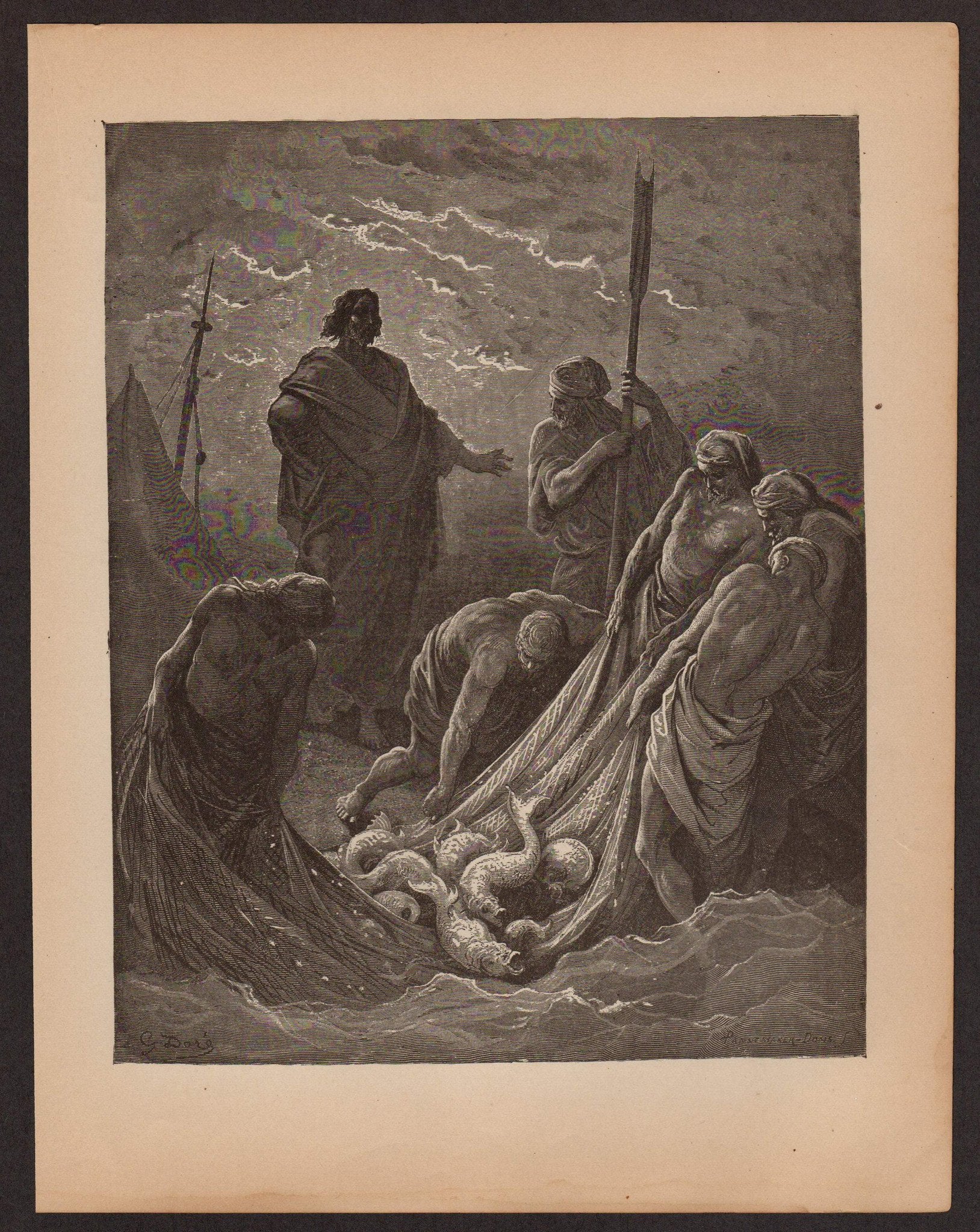 Disciples Miraculous Catch Gustave Dore Bible Graphic Engraving Print ...
