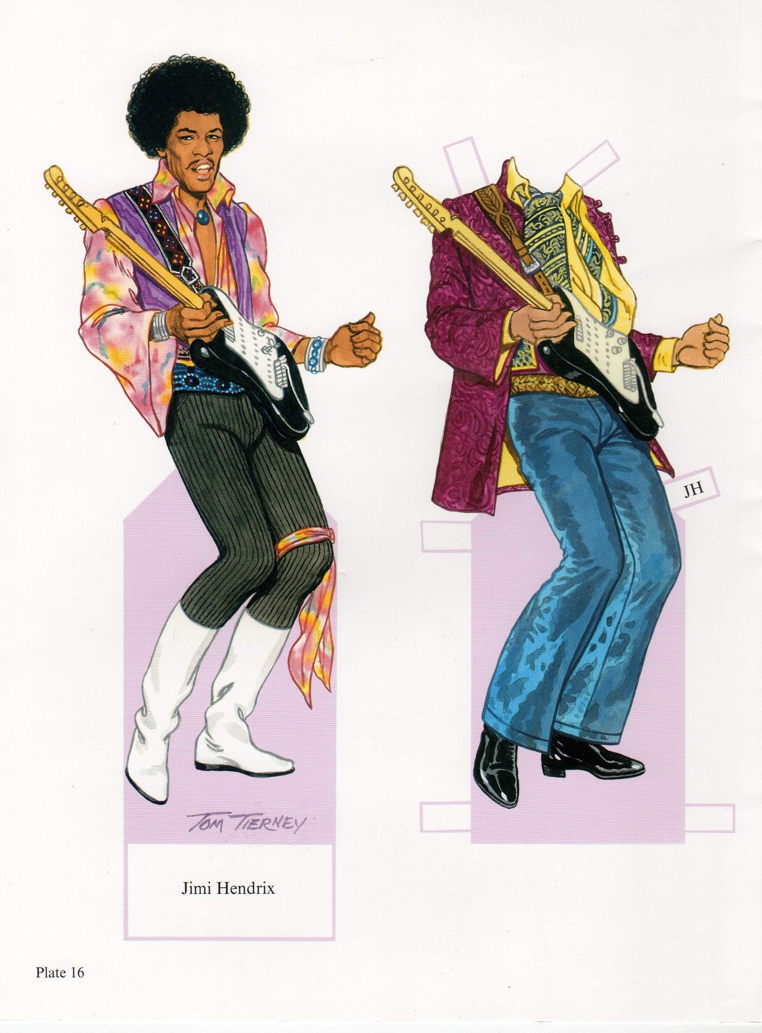 Jimi Hendrix Psychedelic Guitarist Illustrated CutOut Paper Doll Print ...