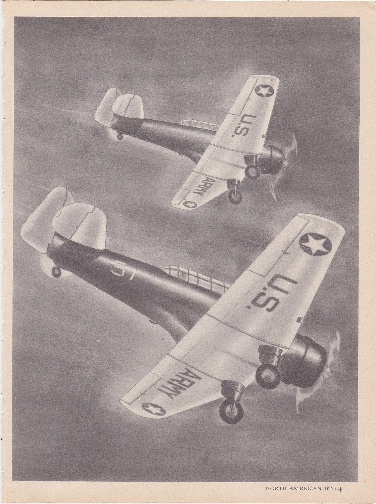 North American BT-14 Fighter Plane Military Aircraft Vintage WWII Illu ...