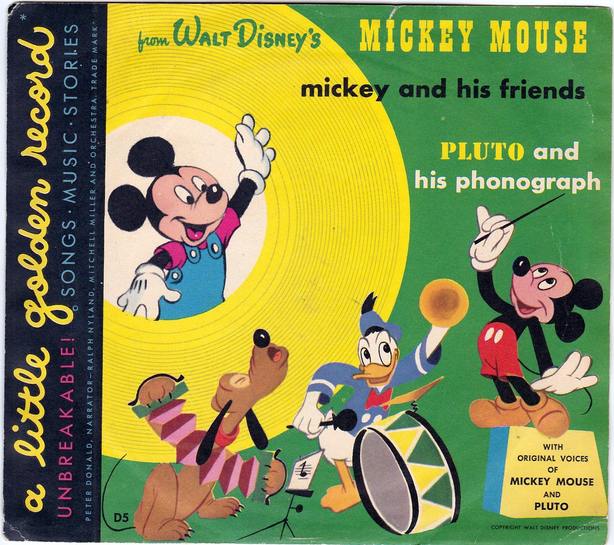 Mickey Mouse & His Friends Vintage Walt Disney Music Golden Record ...