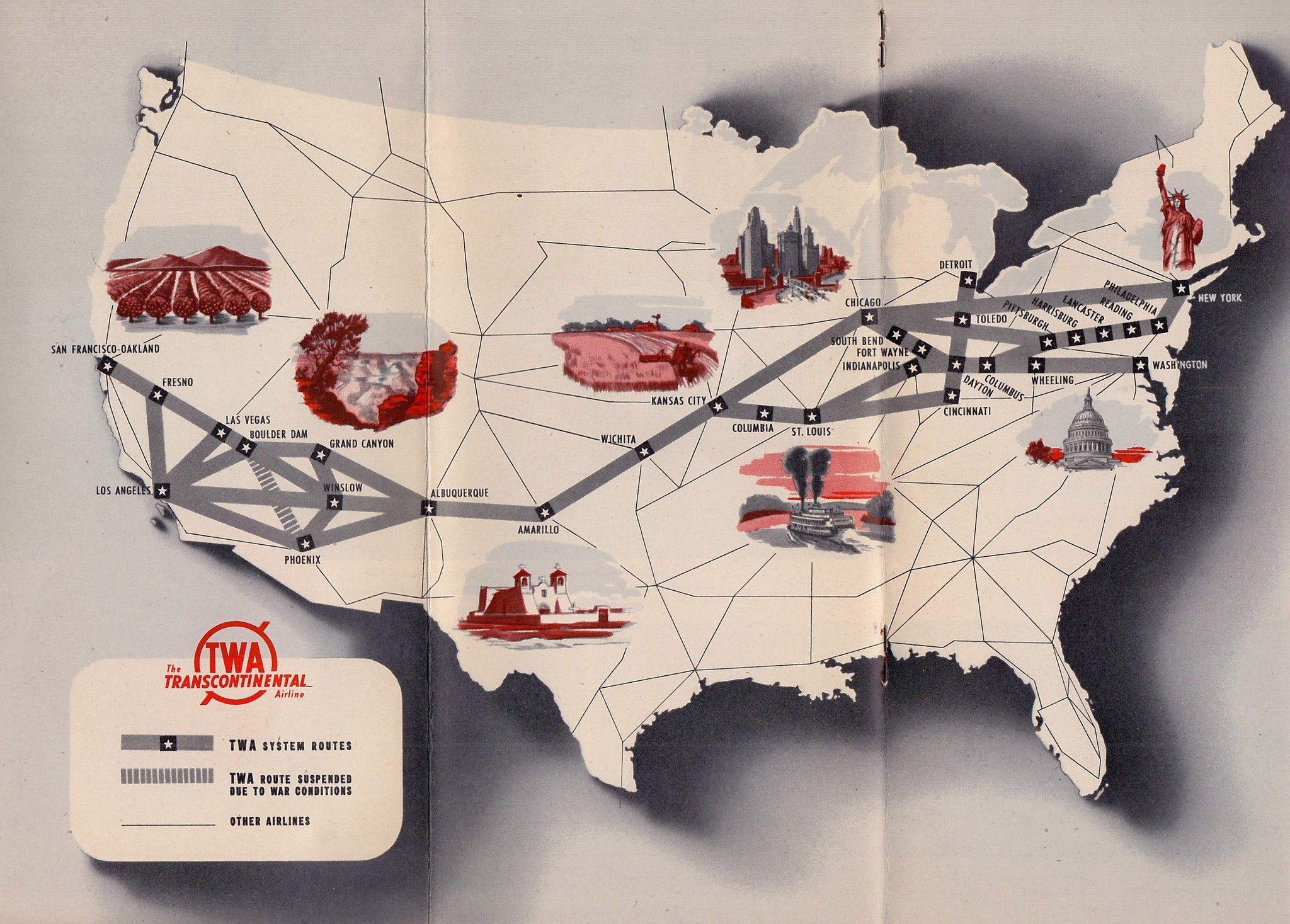 TWA Airlines Stratoliner Constellation Graphic Advertising Brochure ...