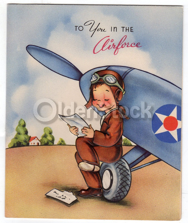 US Military Air Force Pilot Appreciation Vintage WWII Patriotic Greeti ...