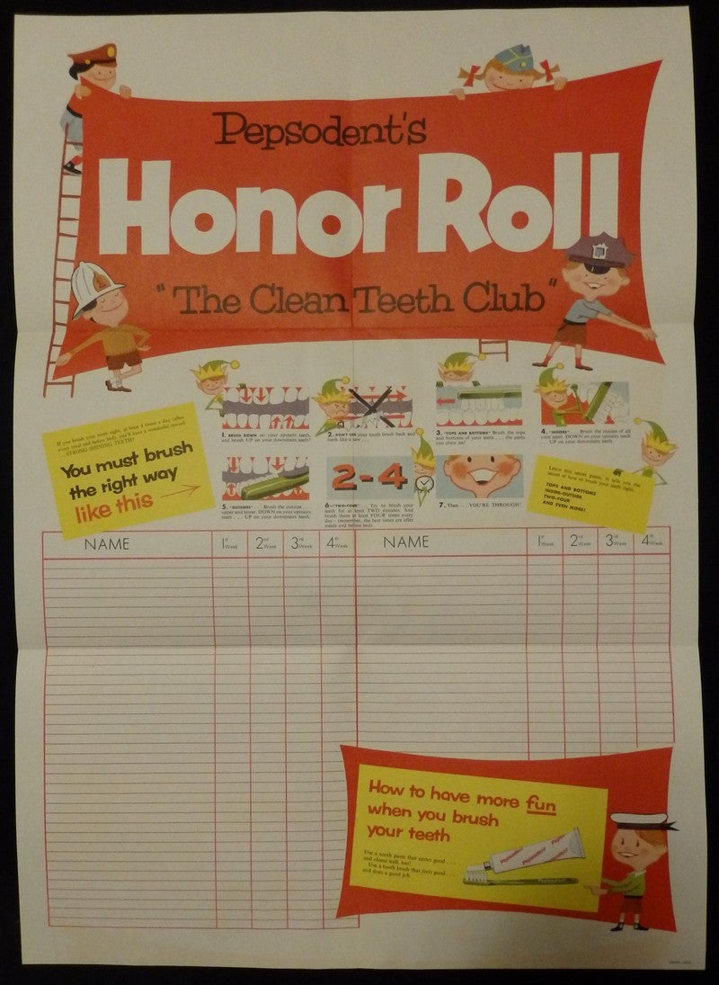 Pepsodent Toothpaste Clean Teeth Club Vintage 1950s Advertising Poster ...