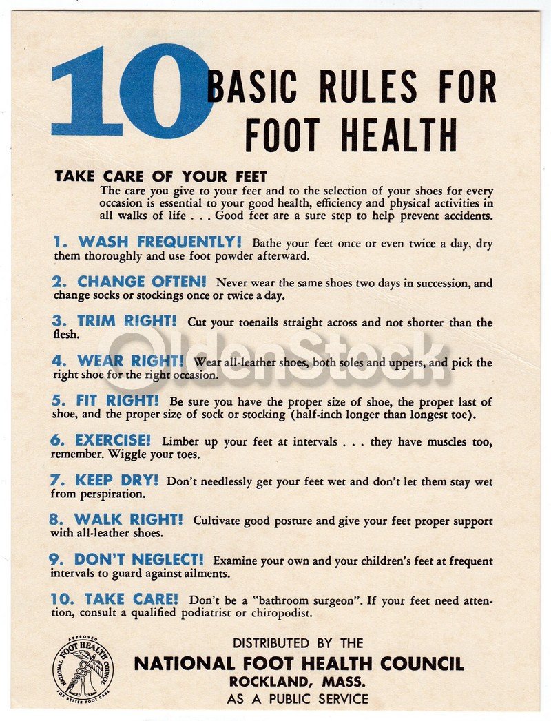 10 Basic Rules for Foot Health Vintage Podiatry Public Service Mini Po ...